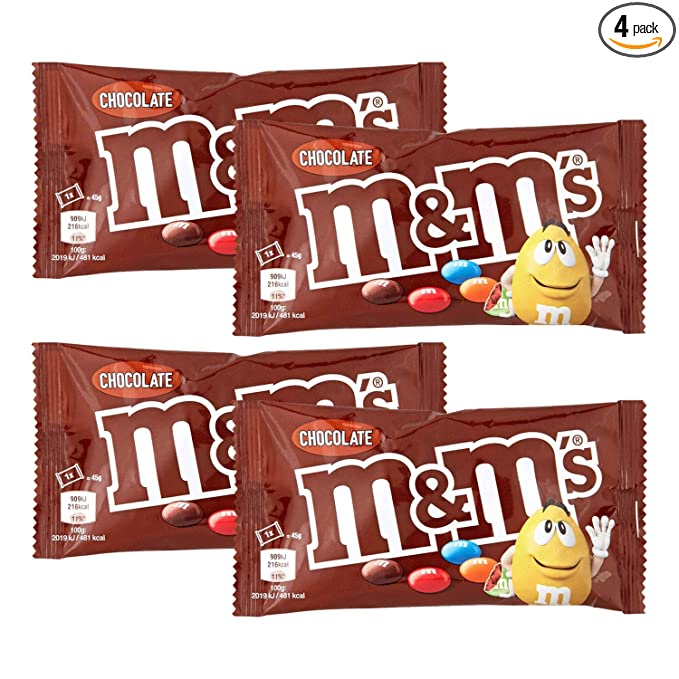 M & M MARS Chocolate- 4 Pack Pouch, 4 x 45 g (Imported Chocolate Candy ...